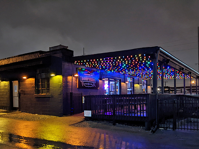 Those party lights aren't just decoration&mdash;they're celebrating every single plate of incredible barbecue served here.