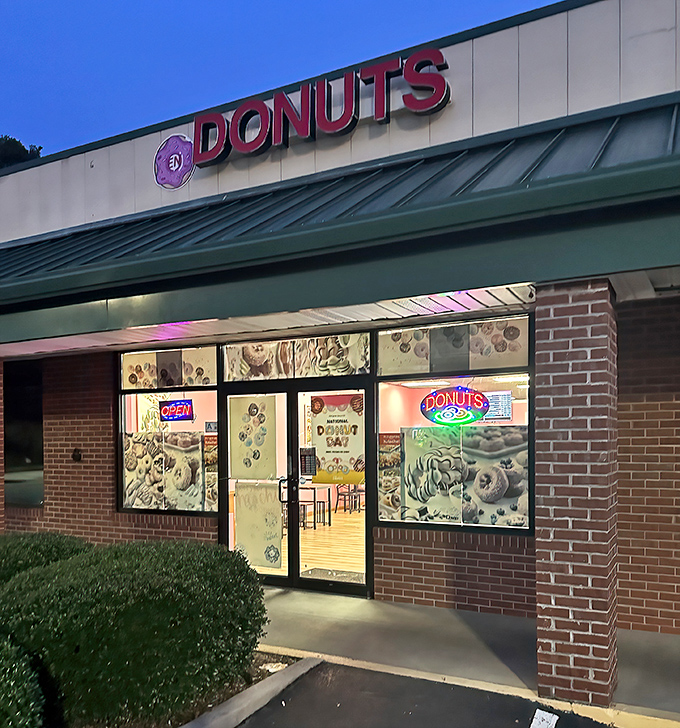 The clean, professional appearance hints at the quality donuts waiting inside this neighborhood favorite spot.