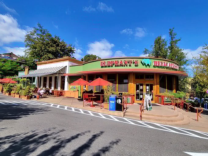 That colorful, welcoming exterior hints at the culinary adventures waiting inside this beloved neighborhood institution.