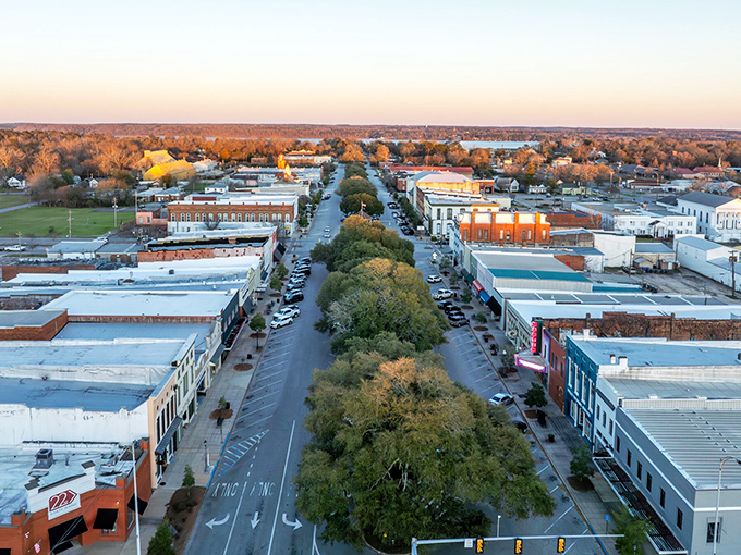 Sunset paints Eufaula in golden hues, highlighting a town where waterfront living doesn't require a Wall Street portfolio.