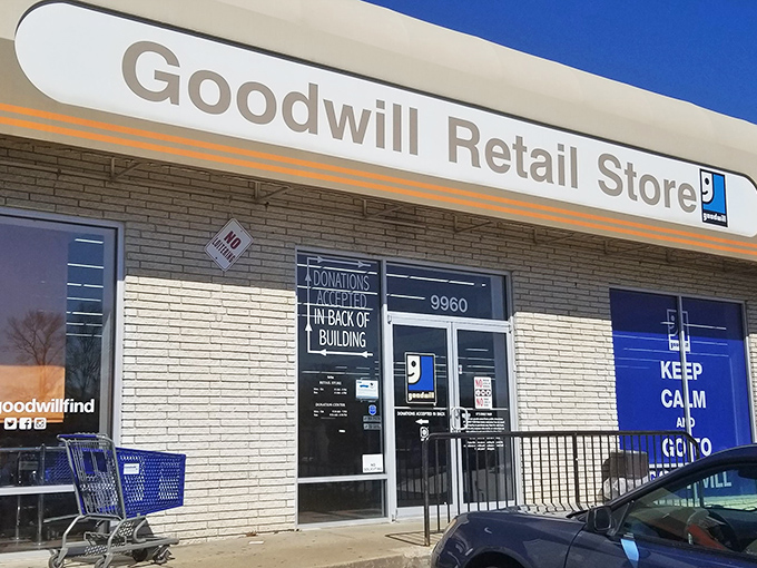 The blue Goodwill sign has become America's unofficial symbol for "amazing finds inside." No treasure map needed.