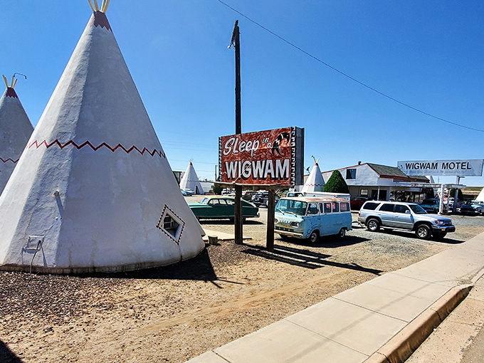 "Sleep In A Wigwam" isn't just novelty &ndash; it's nostalgia at nice prices, where classic cars and concrete teepees transport you to affordable yesteryears.
