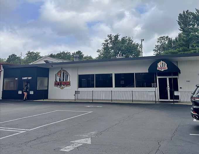 JT's spacious parking lot hints at their popularity with Columbus pizza lovers. This unassuming building delivers unexpectedly amazing pies.