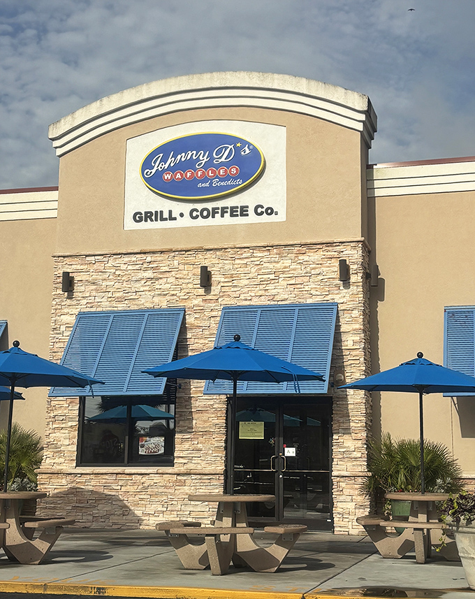 Blue umbrellas promise shade while you savor some of the coast's most perfectly crafted breakfast classics.