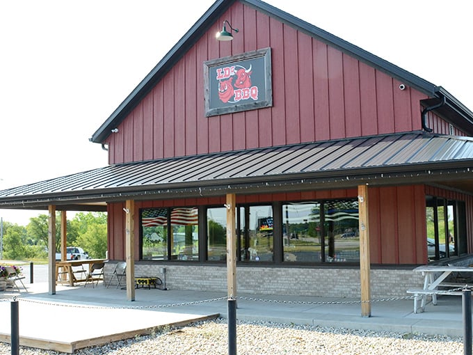 That welcoming porch practically begs you to sit a spell and enjoy some seriously good barbecue in true Wisconsin style.