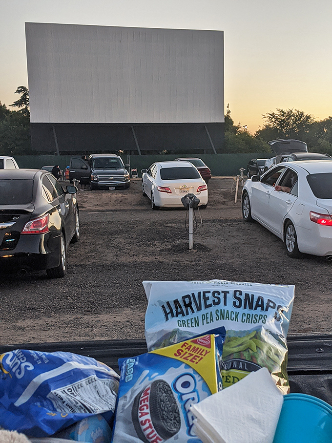 Snack game strong! These Oreos and Harvest Snaps at Madera Drive-In prove that movie munchies taste better when enjoyed under an open sky.