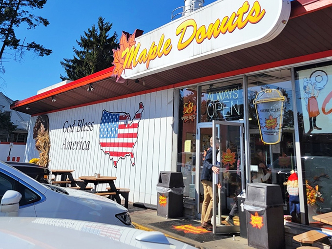 "God Bless America" and maple donuts - some combinations just make perfect sense together.