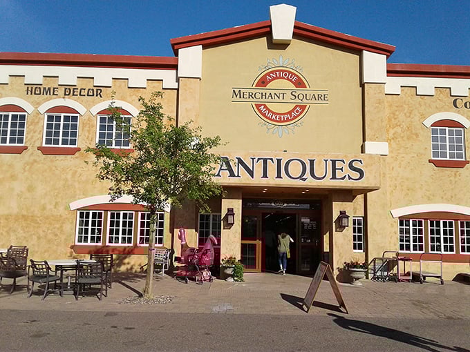 Stone facades and red accents make this marketplace feel like European elegance met Arizona sunshine.