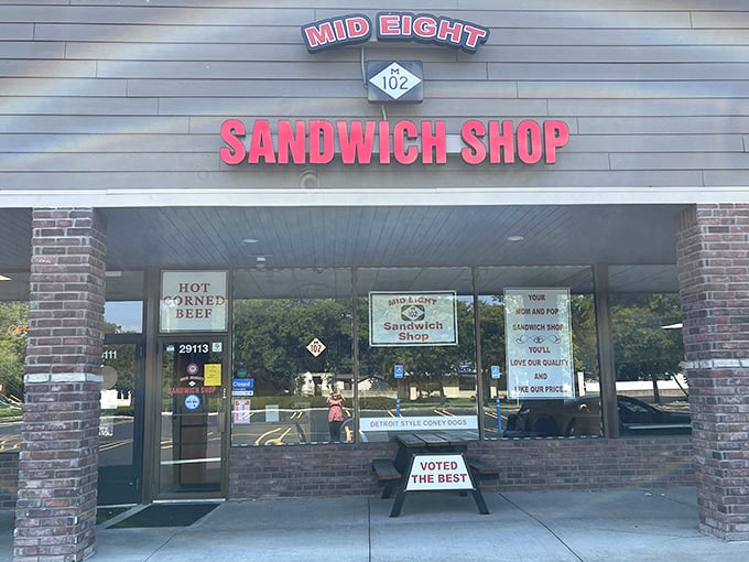 The bold red sign says it all &ndash; no fancy frills, just sandwiches that have earned their "Voted The Best" sign.
