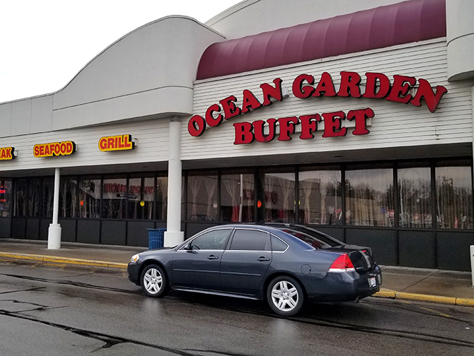Behind this unassuming facade, Ocean Garden Buffet serves up an ocean of Asian-inspired seafood delights that keep locals coming back for "just one more plate."