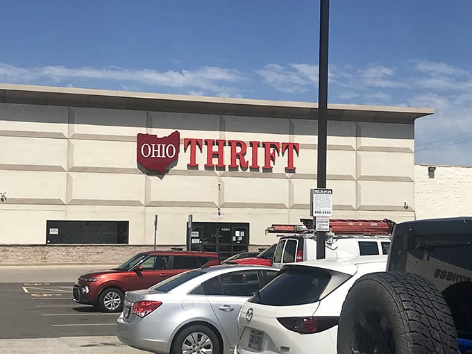 The clean white exterior and ample parking suggest this store takes thrift shopping seriously and successfully.