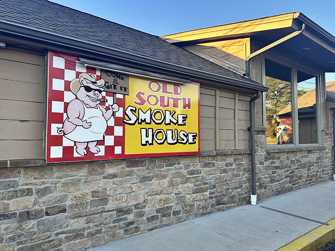 That cheerful pig mascot promises finger-licking goodness that'll have you coming back for more helpings.