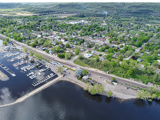 Lake Pepin stretches wide and peaceful, giving boats and daydreamers plenty of room to wander without rushing.