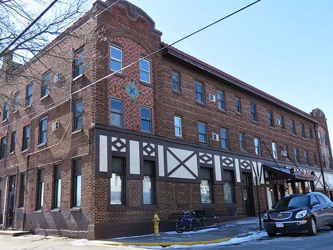 Classic small-town architecture in Rice Lake frames a community where Social Security dollars stretch like taffy.