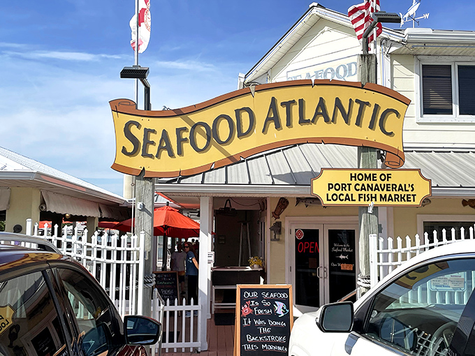 The red trim and nautical charm signal serious seafood ahead - your taste buds should prepare accordingly.