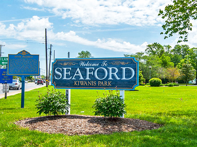Seaford's welcome sign promises the kind of hometown warmth your heart remembers fondly.
