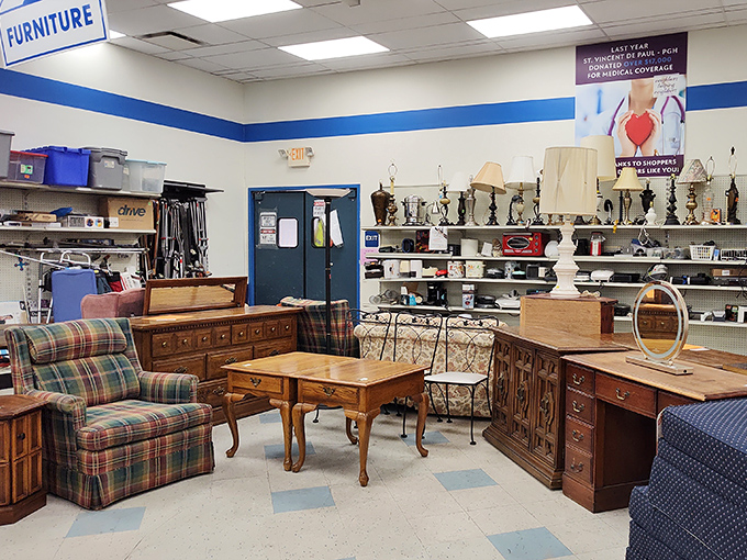 Inside these walls, furniture finds new life while shoppers discover unexpected gems at every turn.