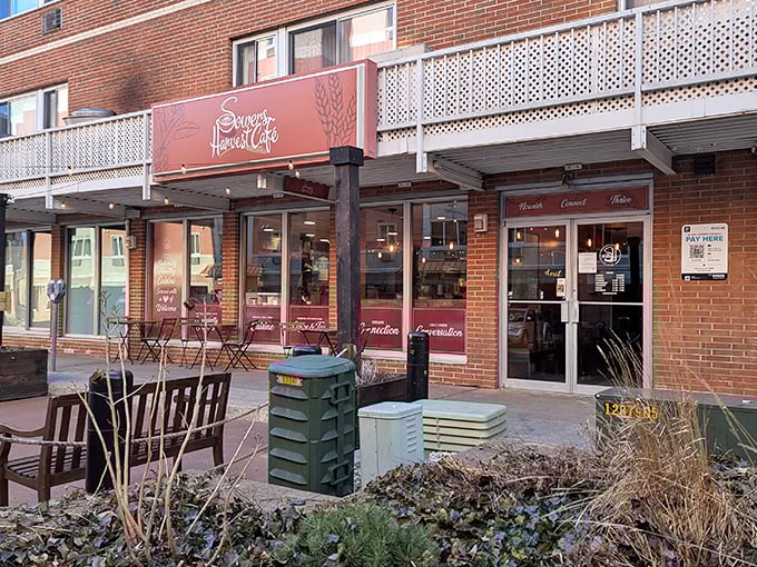 Red awnings beckoning hungry souls to discover what happens when farm-fresh meets fork-ready every morning.