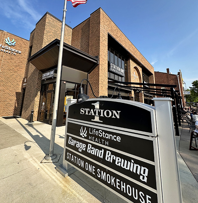 With that American flag standing proud, Station One isn't just serving BBQ&mdash;it's serving a slice of Americana with a side of smoke ring.