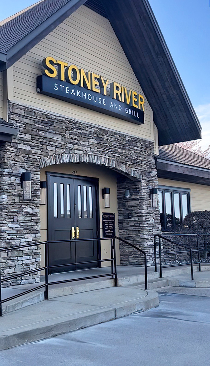 The stone and timber facade hints at the rustic elegance waiting inside this Chesterfield gem.