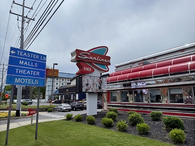 This sleek diner looks like it drove straight out of American Graffiti, milkshakes and all.
