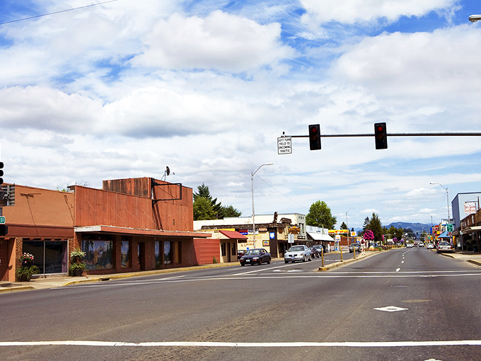 Sweet Home’s main street offers a welcoming small-town vibe with local shops, mountain views, and a warm community spirit everywhere.