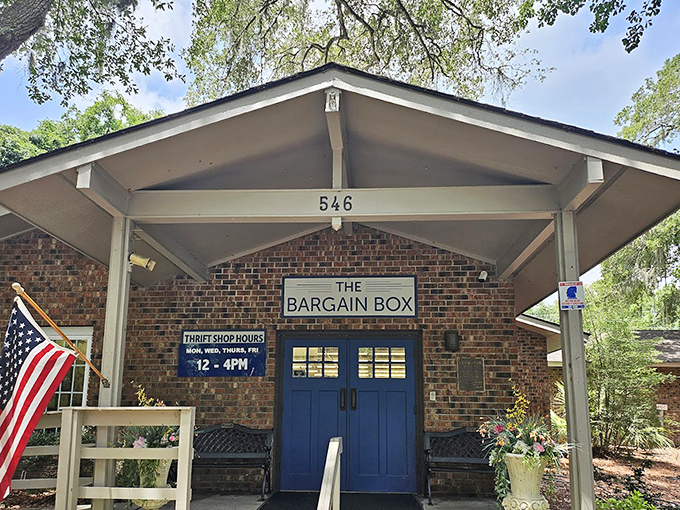 The Bargain Box sits pretty under island skies, ready to share coastal finds with lucky treasure hunters.