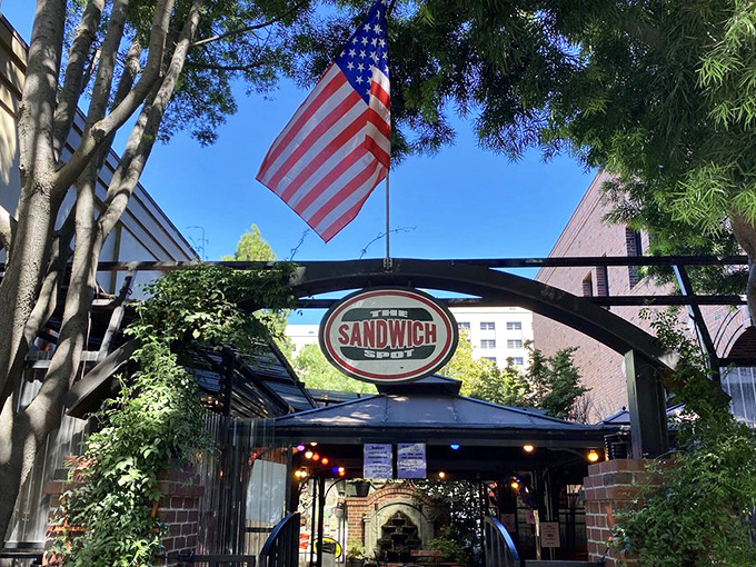 Brick meets modern design in perfect harmony, just like the classic-meets-creative sandwich combinations inside here.