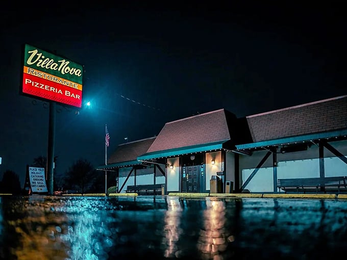 At night, Villa Nova glows like a blue-lit spaceship of pasta that's landed to rescue Columbus from bland dining experiences.
