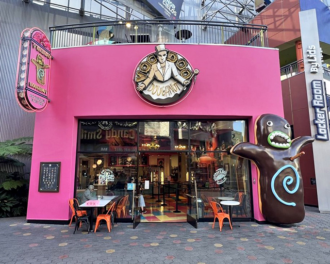 Pink buildings and oversized pastry art create an Instagram moment that tastes even better than it photographs.