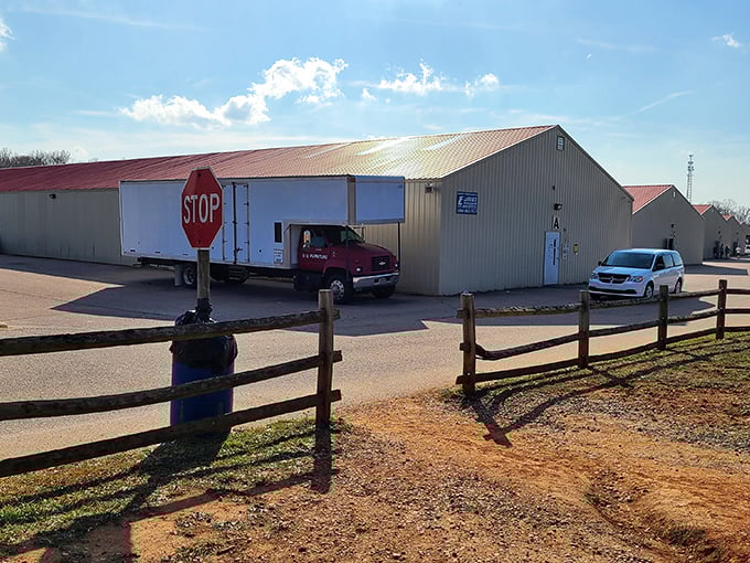Simple metal buildings house extraordinary finds at Webb Road. Behind those plain walls lies a wonderland of weekend treasures.
