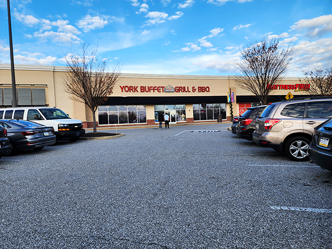 That classic red barn aesthetic promises farm-fresh dairy goodness and comfort food that actually comforts.