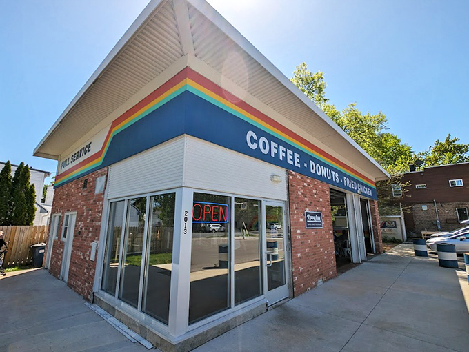 That retro design screams "good times ahead" while the menu delivers on every colorful promise imaginable.