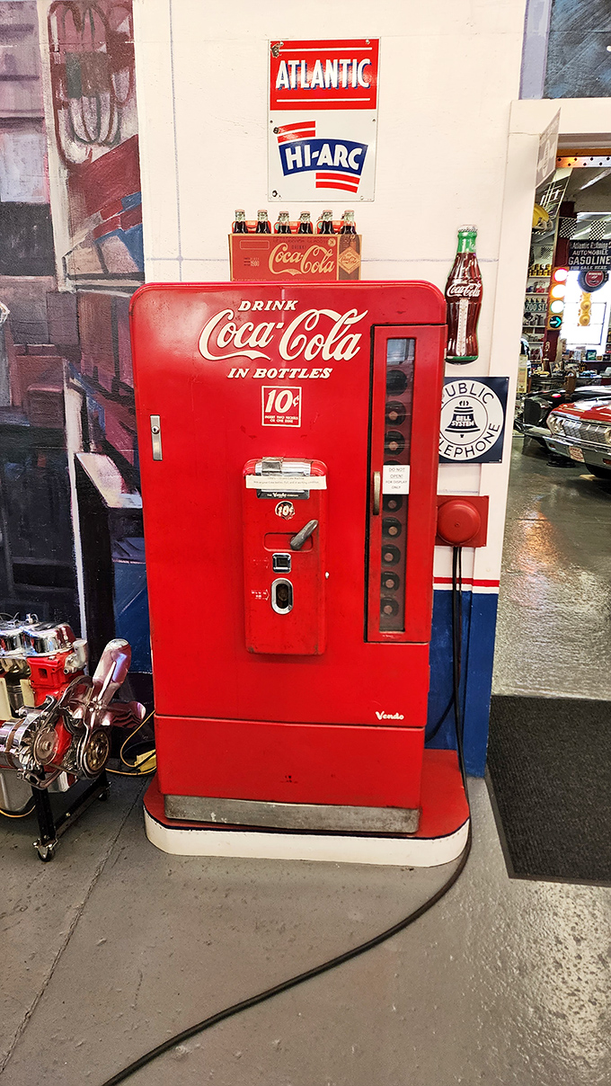 Ten-cent Coca-Cola and the promise of ice-cold refreshment &ndash; this vintage machine dispensed more than soda; it delivered pure nostalgia.