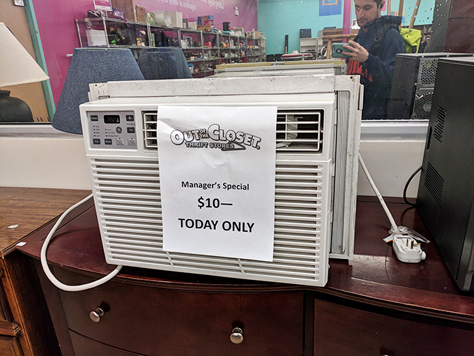 Even the appliances get a second act&mdash;this window unit with its "Manager's Special" tag might be the coolest deal in the store.