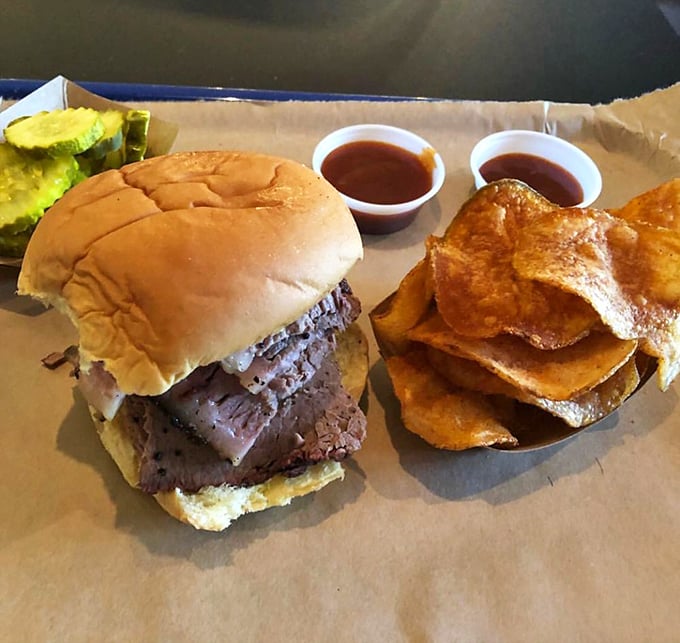 This brisket sandwich means business &ndash; the kind that requires both hands and zero distractions.