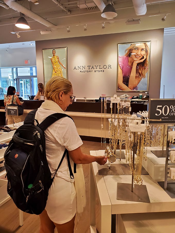Ann Taylor's accessories display proves that sometimes the perfect necklace is all it takes to transform last year's outfit into this year's fashion statement.