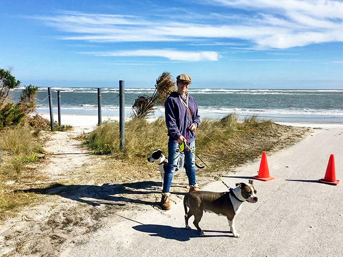 Four-legged friends welcome! This coastal trail offers panoramic views for both two-legged and four-legged adventurers.