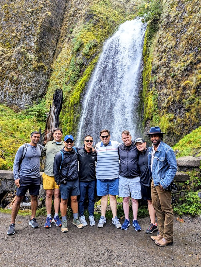 Friends who hike together, create memories together. Nothing bonds a group like standing before a magnificent waterfall after a shared journey.