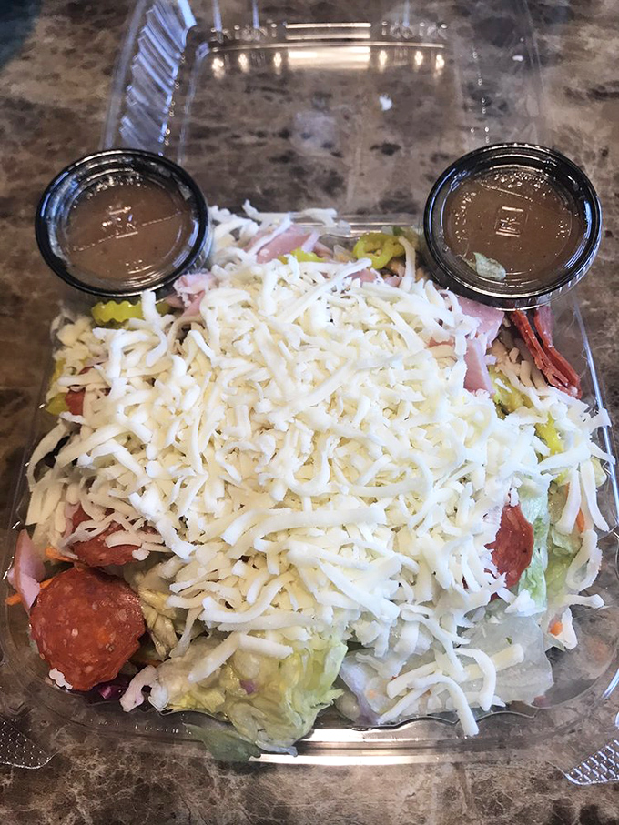 An antipasto salad that doesn't skimp on the good stuff. This isn't some sad desk lunch&mdash;it's a celebration in a plastic container.
