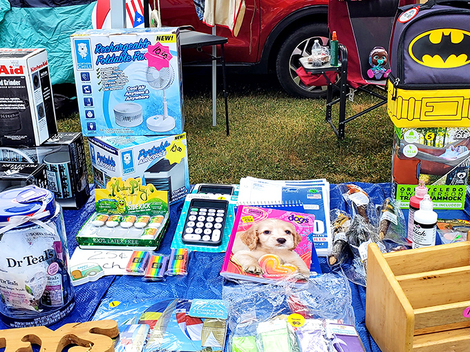 Gadget graveyard or innovation showcase? From puppy notebooks to rechargeable fans, this table offers solutions to problems you didn't know you had.