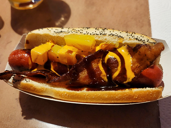 This isn't just a hot dog&mdash;it's a flavor carnival. The cheese and pineapple create a sweet-savory duet that dances across your taste buds.