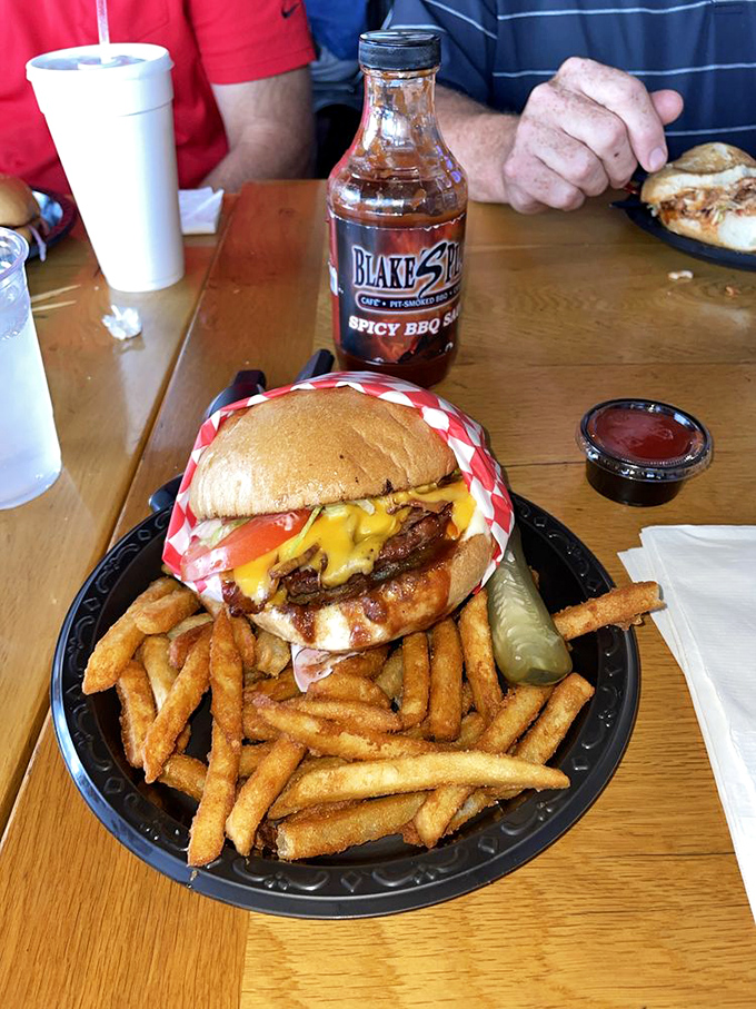 A burger that answers the eternal question: "What if we took something perfect and made it even better with BBQ and cheese?"