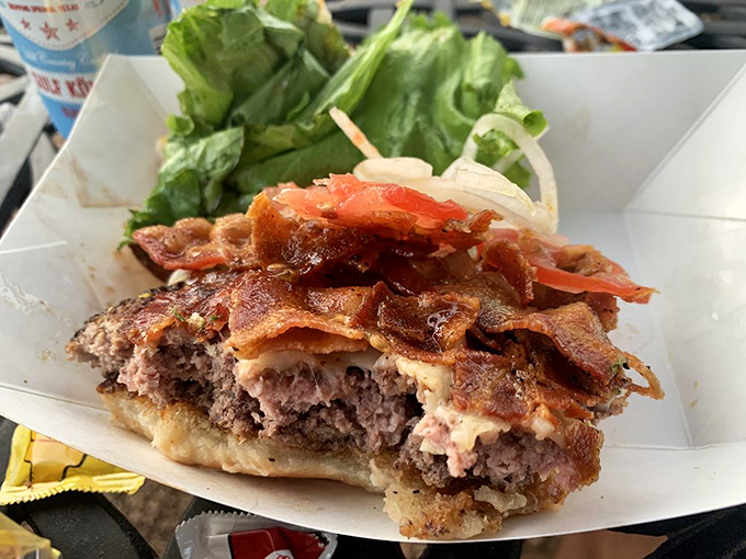 A burger so honest it should run for office &ndash; melted cheese cascading over a hand-formed patty with bacon that's achieved the perfect crisp-to-chewy ratio.