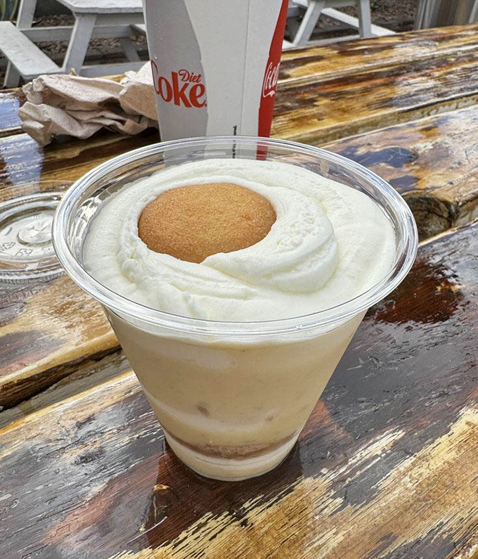Banana pudding with vanilla wafers – the dessert equivalent of a warm hug from your favorite grandparent after a long day.