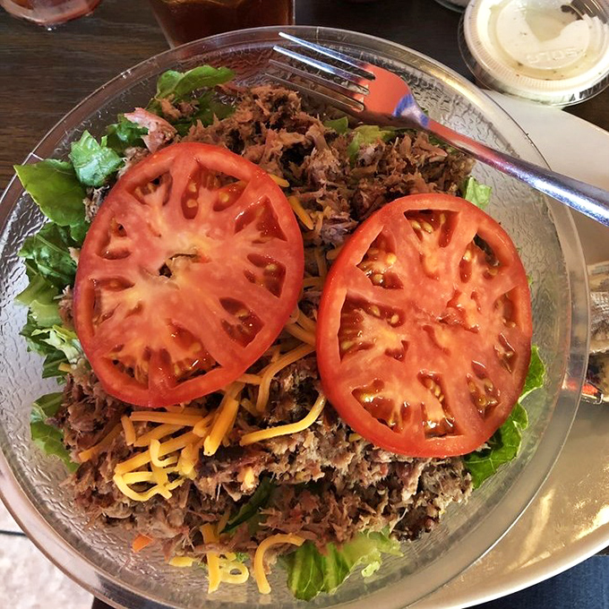 Who says barbecue can't be part of a balanced diet? This salad brings garden-fresh crunch to smoky, tender pulled pork.