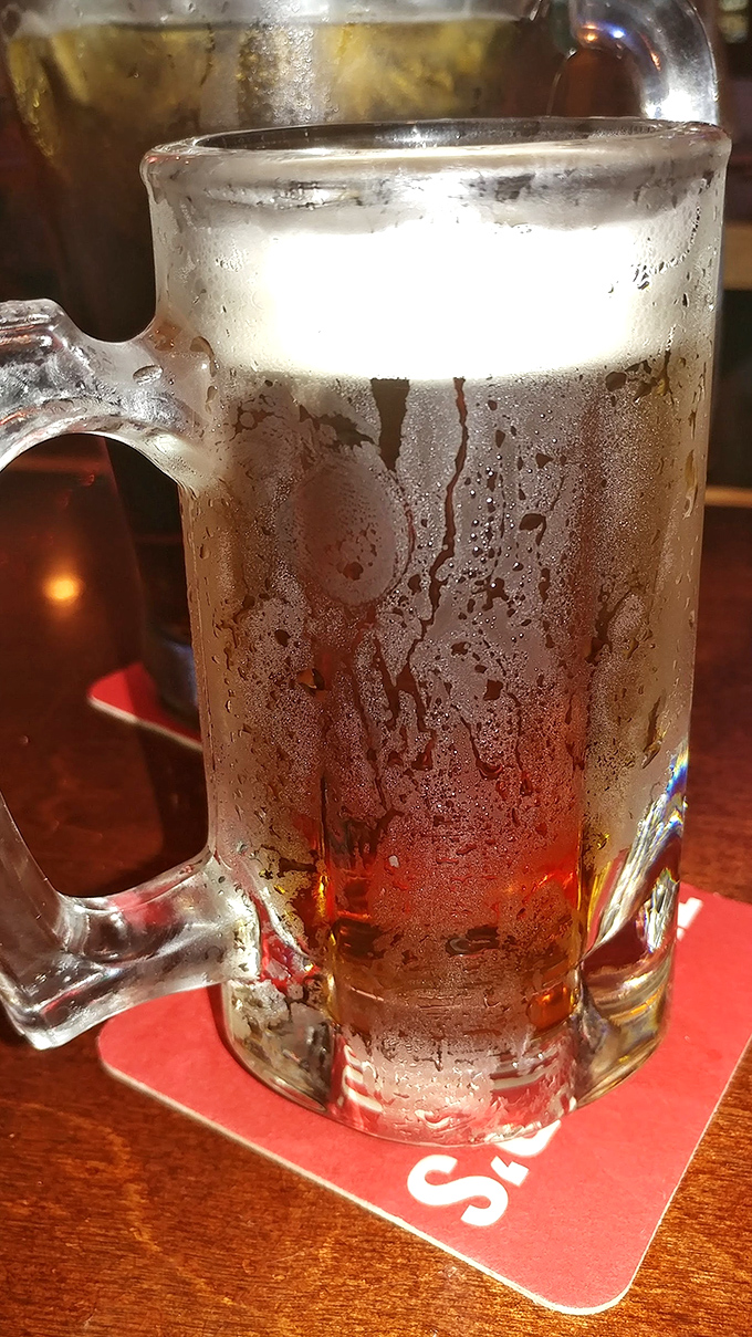 A properly poured beer in a frosty mug – one of civilization's simplest yet most profound pleasures.