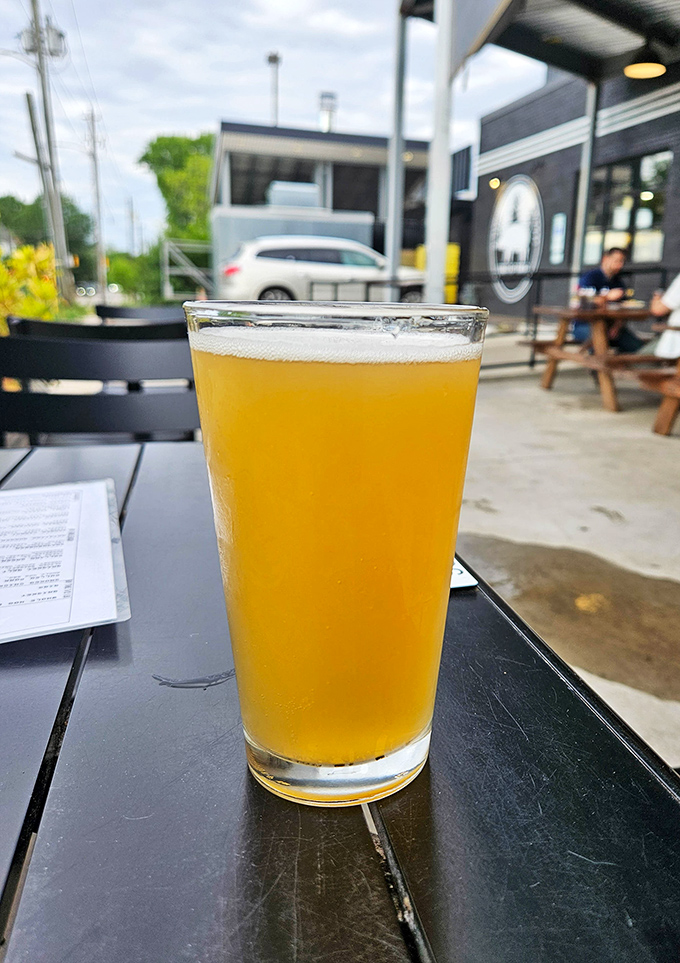 Golden beer on the patio &ndash; the ideal companion for barbecue contemplation as Raleigh life unfolds around you.