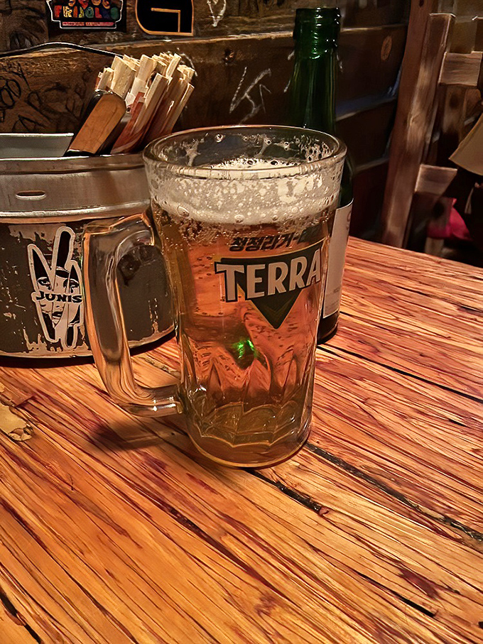 Nothing complements Korean tavern food quite like a frosty mug of Terra beer. It's not just refreshment &ndash; it's diplomatic relations between spicy food and your taste buds.