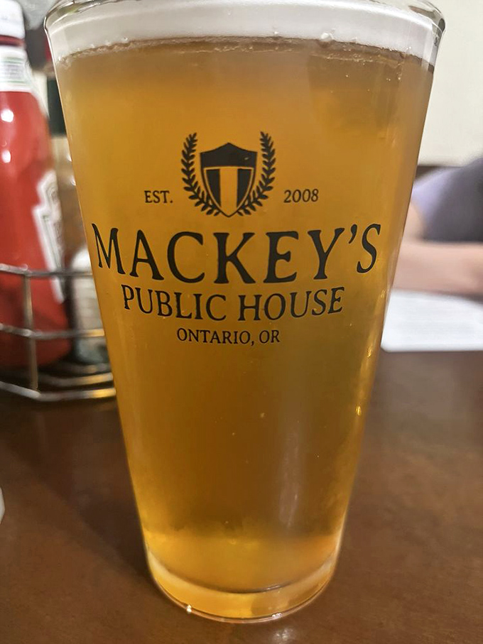 A perfect pour in a branded glass—the universal signal that you've found a place that takes both its beer and its reputation seriously.